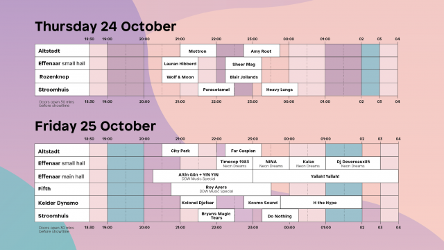 Check out the timetable of DDW Music Festival 2019 | DDW